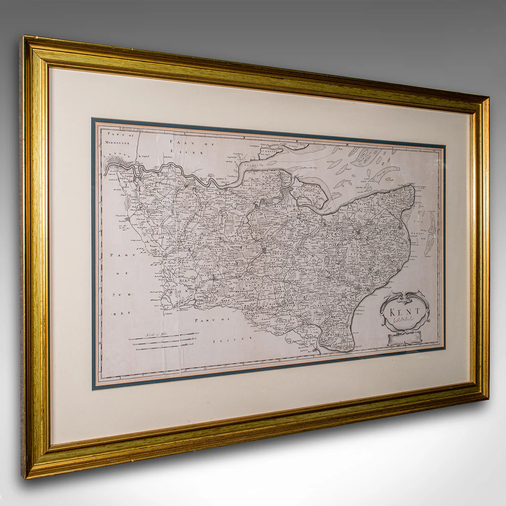 Large Antique Lithography Map of Kent, English, Cartography, Robert ...