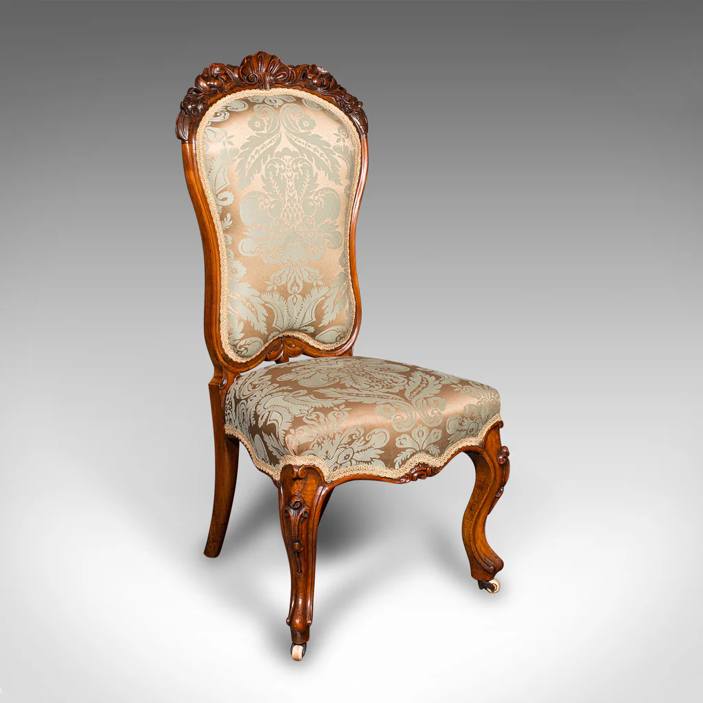 Antique Drawing Room Chair, English, Walnut, Ladies, Side Seat, Early ...