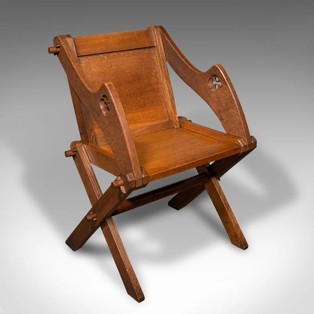 Antique Glastonbury Chair, English Oak, Ecclesiastic Armchair, Gothic ...
