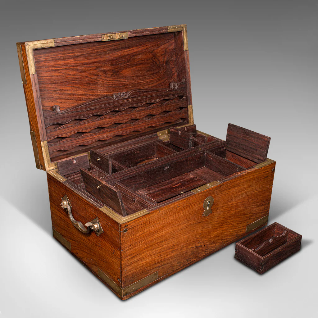 Antique Campaign Correspondence Box, Indian, Colonial Writing Case ...