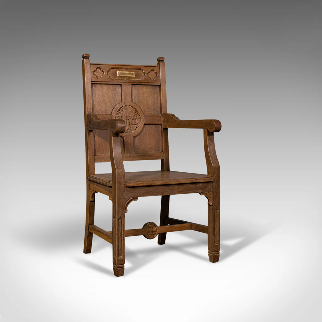 Antique Elbow Chair, Oak, Hall, Carver Armchair, Ecclesiastical Taste ...