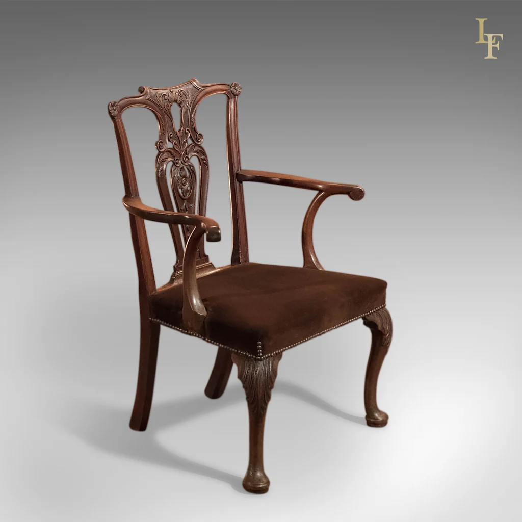Antique Elbow Chair, 19th Century in Chippendale Taste | Barnebys