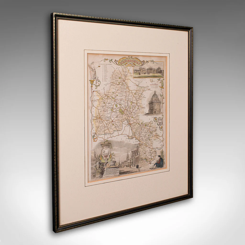 Antique County Map, Oxfordshire, English, Framed Cartography Interest ...