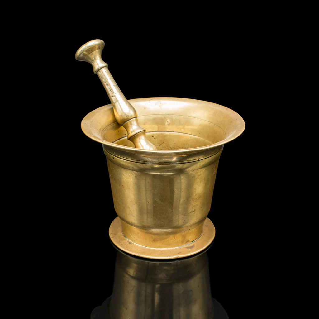 Antique Chemist's Mortar & Pestle, English Brass Apothecary Aid ...
