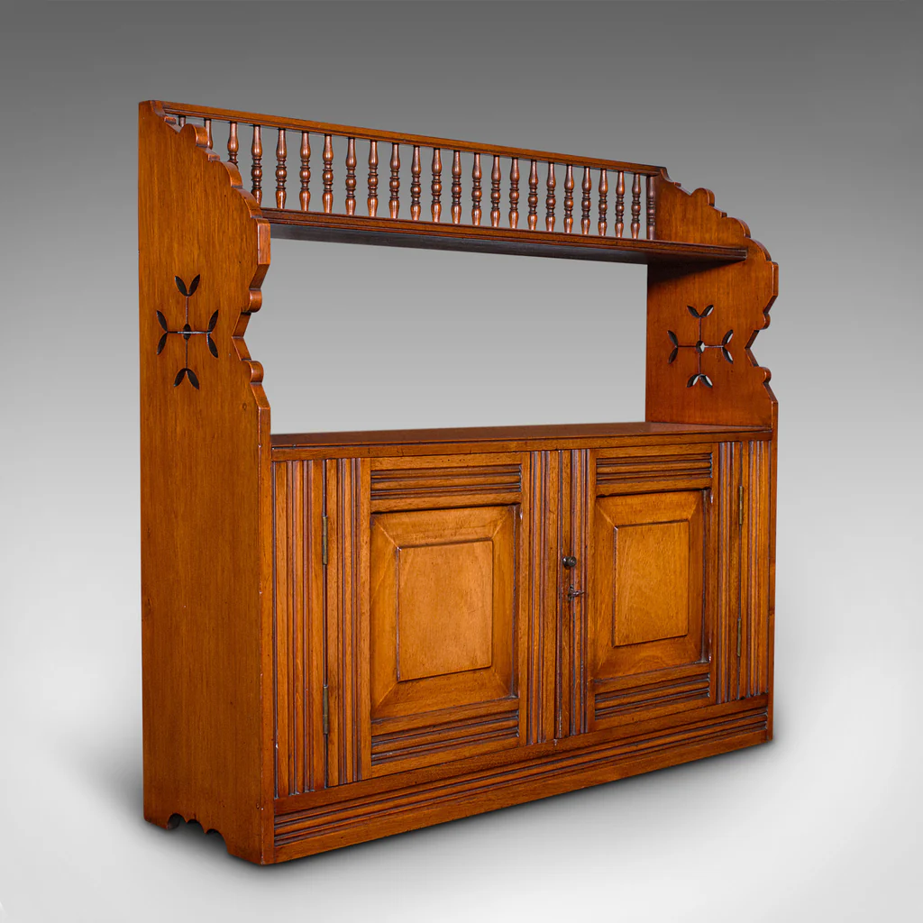 Antique Mounted Whatnot Cabinet, English, Walnut, Display Cupboard ...