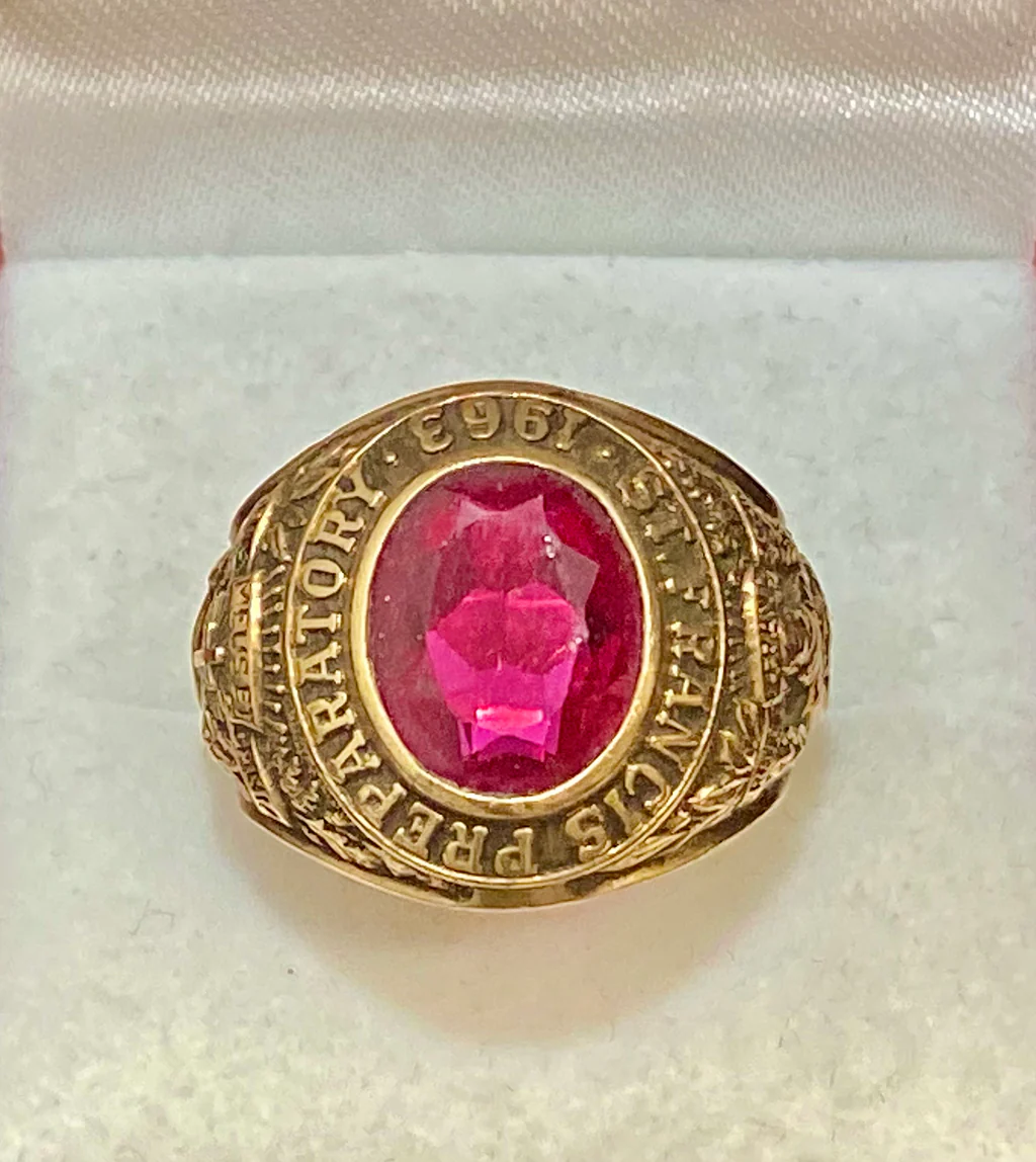 1963 St Francis Preparatory Class Ring in Solid Yellow Gold - $6K ...