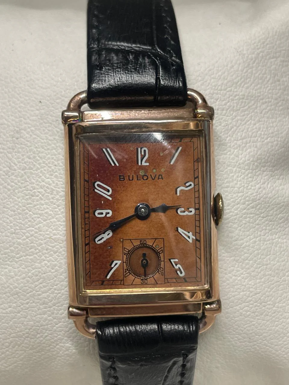 Bulova Vintage 1940s Rose Gold Tank Watch - Copper Dial, Rare - $10K ...