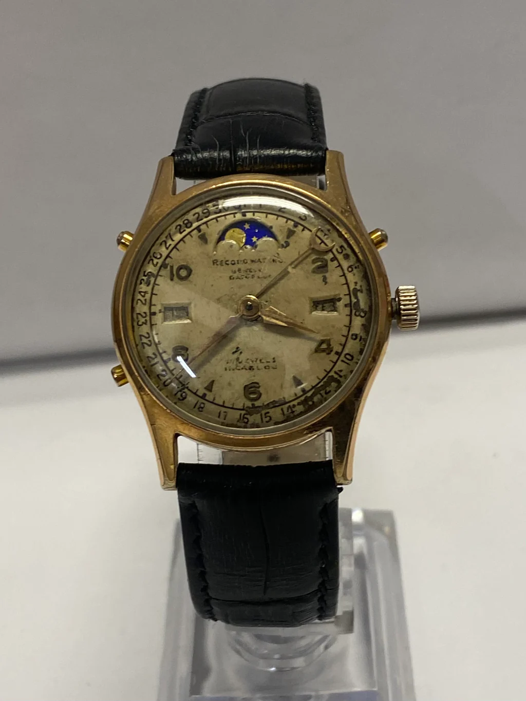 RECORD WATCH CO Vintage 1940's Month-Date Moon Phase Men's Watch ...