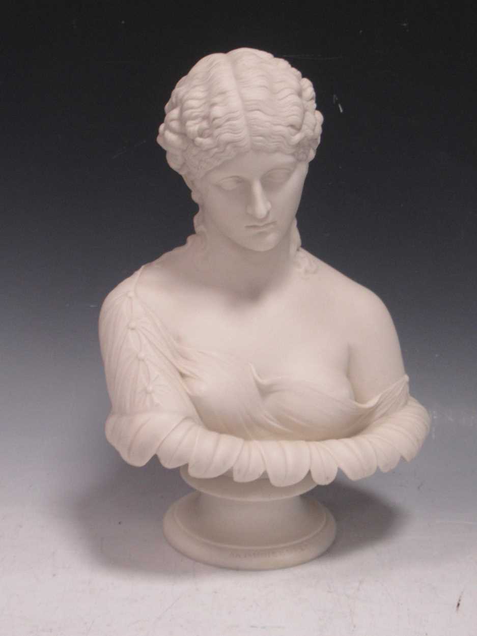 A Victorian Copeland parian bust of 'Clytie' the water nymph after C ...