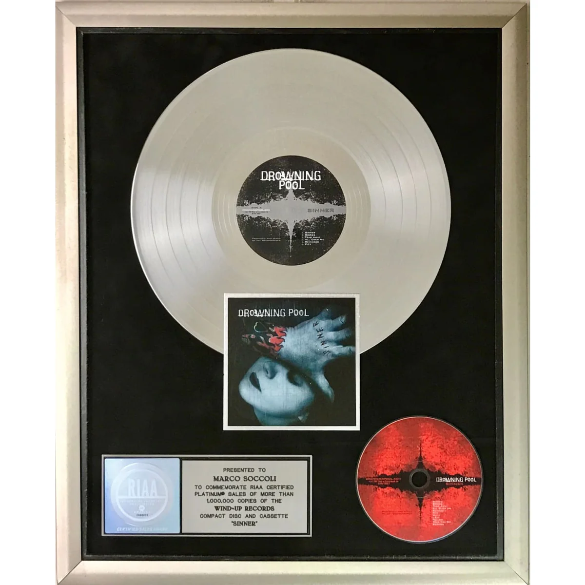 Drowning Pool Sinner RIAA Platinum Album Award | Barnebys