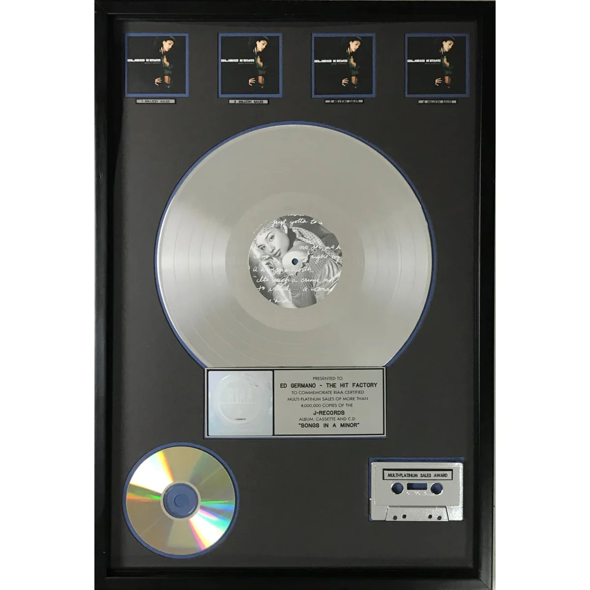 Alicia Keys Songs In A Minor RIAA 4x Multi-Platinum Album Award | Barnebys