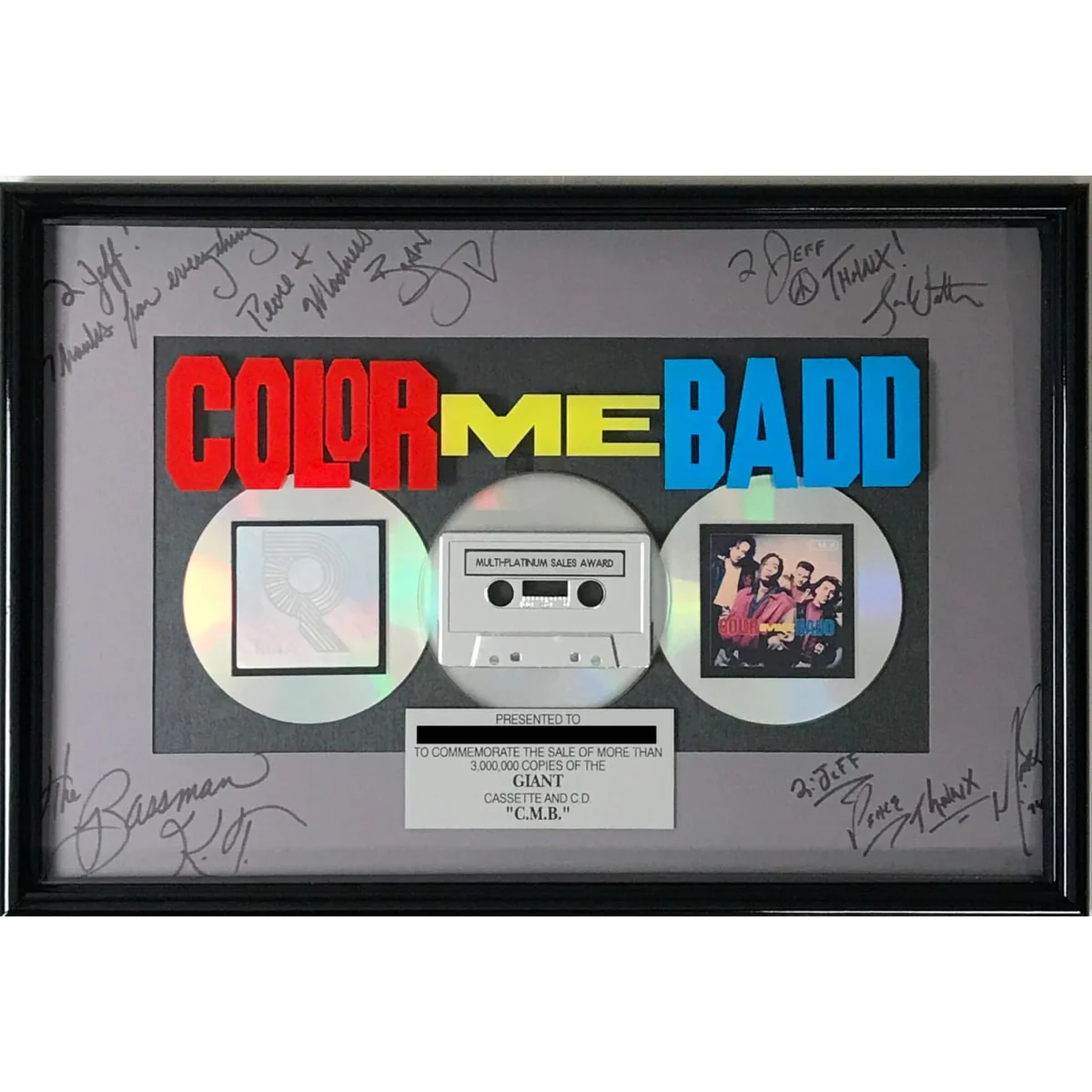 Color Me Badd C.M.B. RIAA 3x Multi-Platinum Album Award signed by group ...
