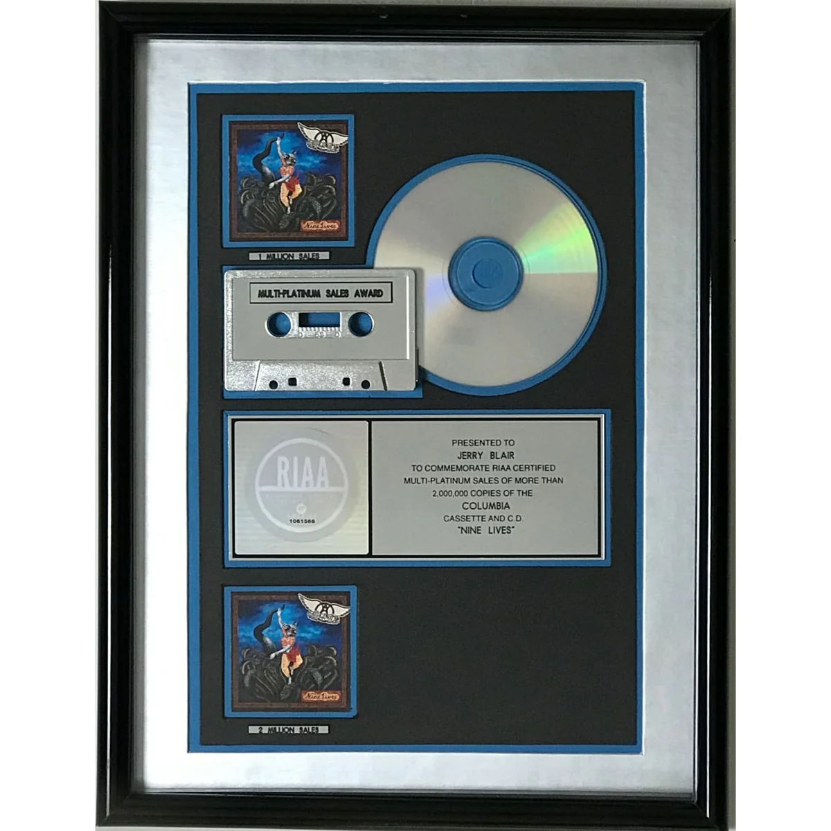 Aerosmith Nine Lives RIAA 2x Multi-Platinum Album Award | Barnebys