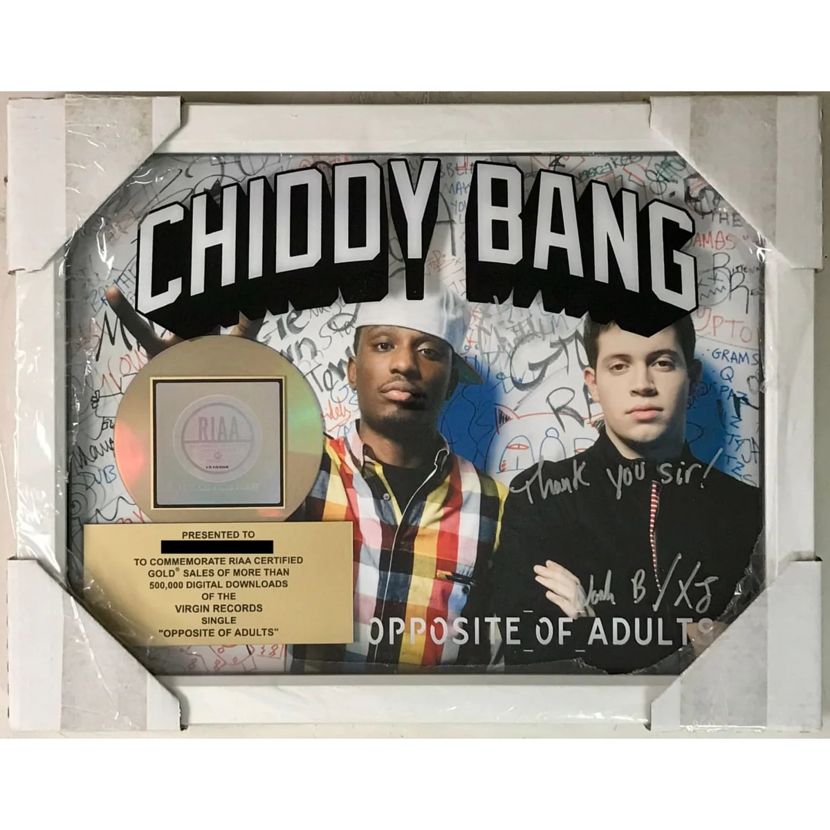 Chiddy Bang "Opposite Of Adults" RIAA Gold Single Award signed by the ...