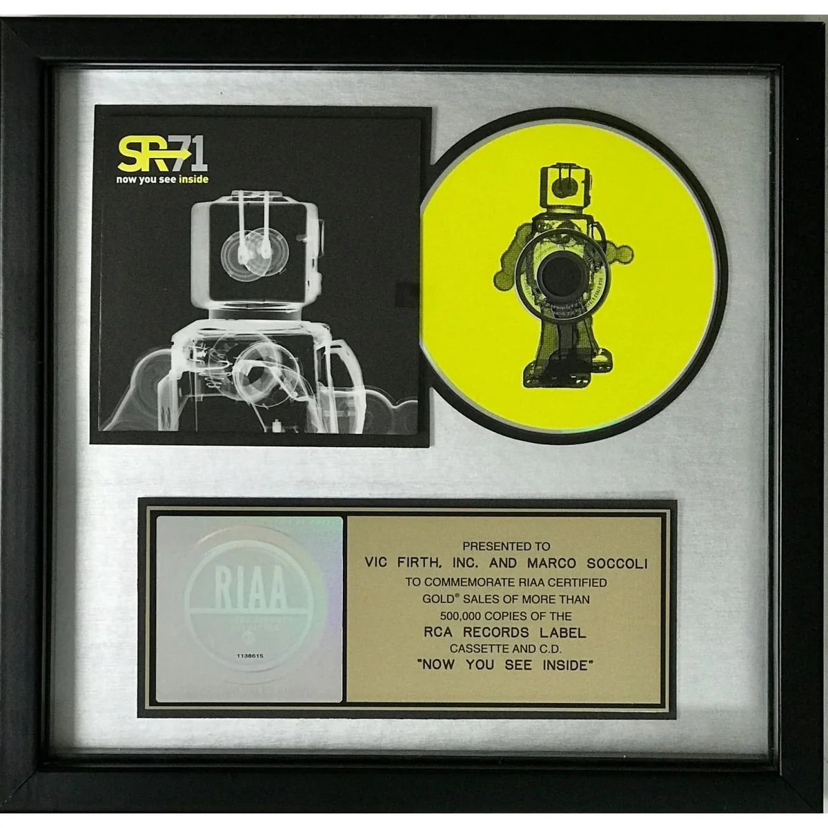 SR-71 Now You See Inside RIAA Gold Album Award | Barnebys