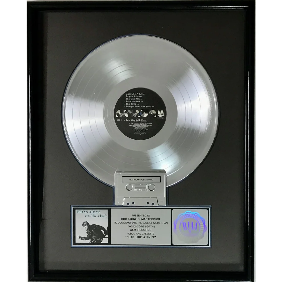Bryan Adams Cuts Like A Knife RIAA Platinum Album Award | Barnebys