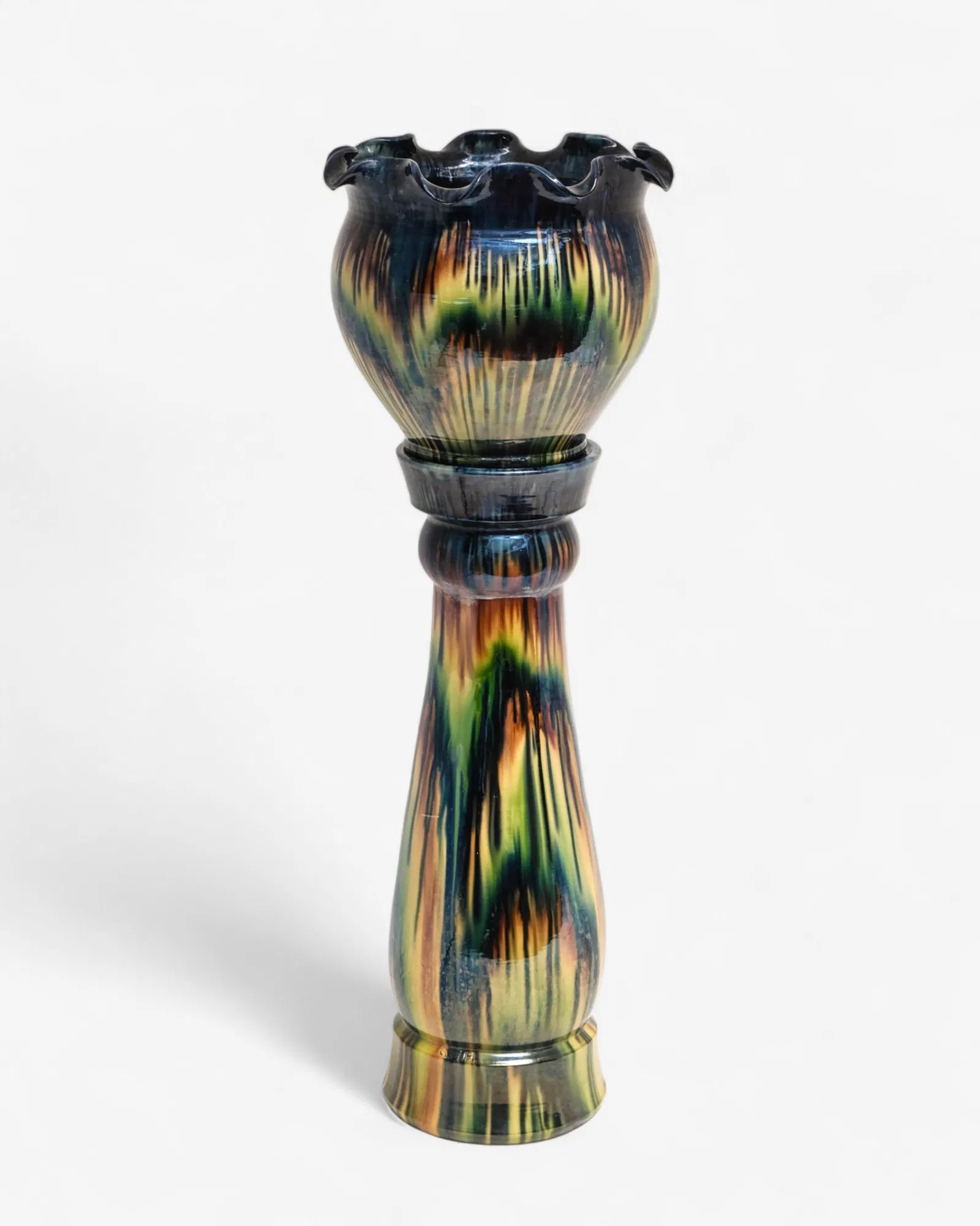 Gilbert Monteyne Signed Art Nouveau Art Pottery Planter with Scalloped ...