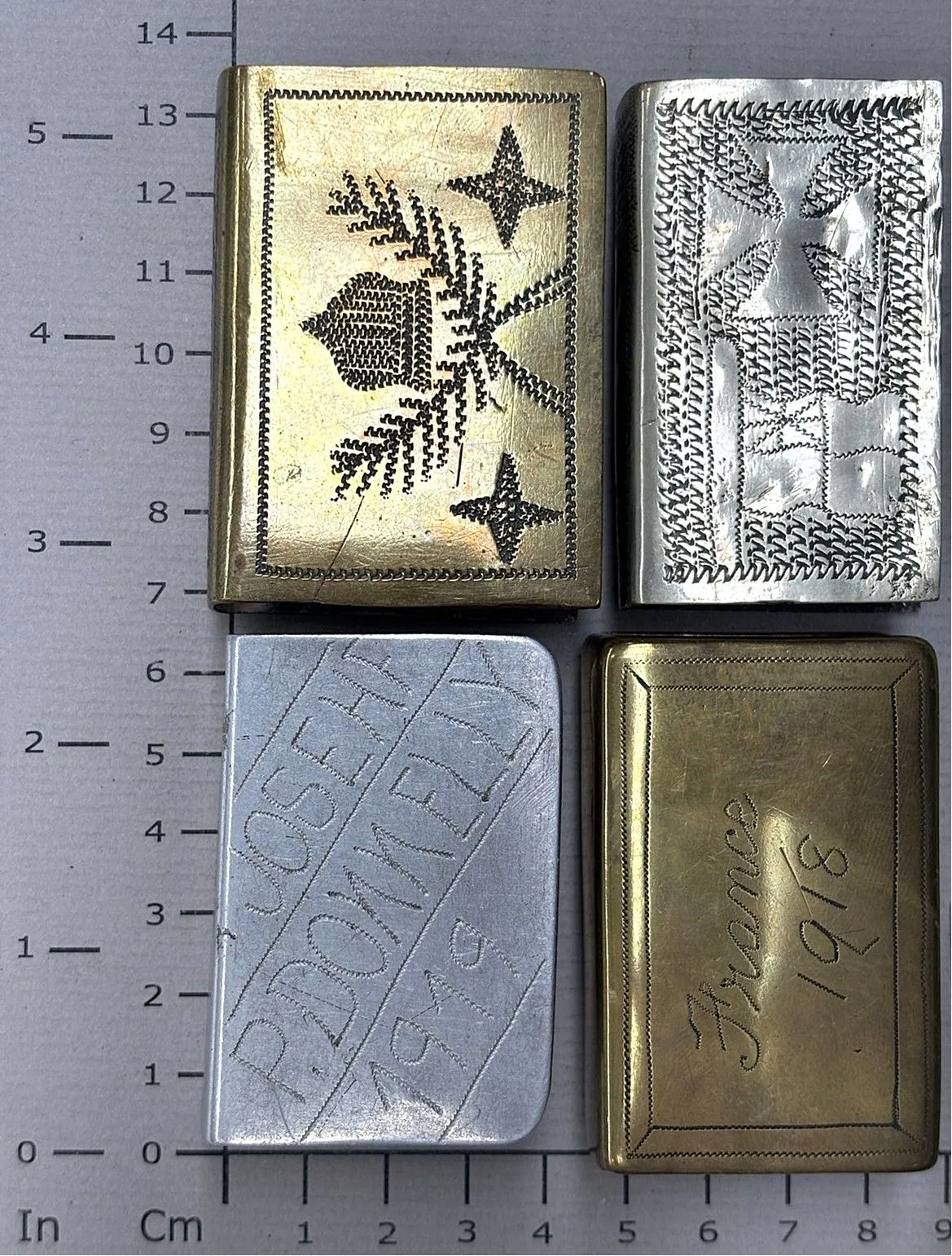 Set of 4 matchbox cases made in the trenches - work of the poilus ...