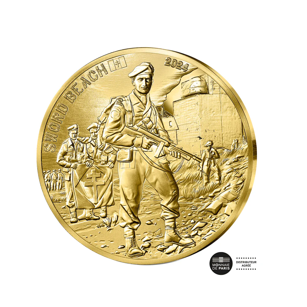 D-Day - Sword Beach - Monnaie de 50€ Or 1/4 Oz - BE 2024 | Barnebys