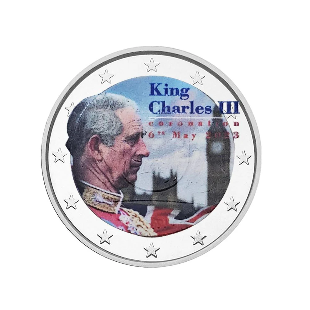 2 Euro Commémorative - King Charles III Coronation - Colorisée #2 ...