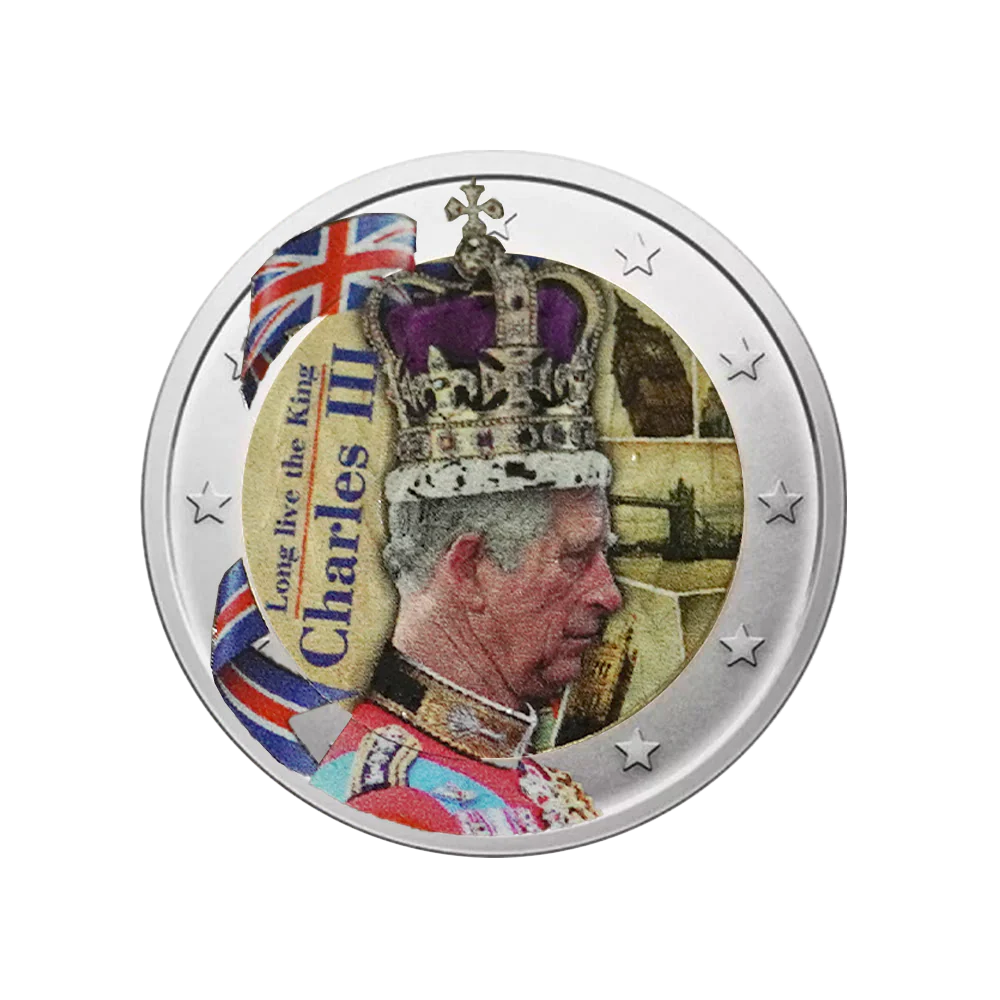 2 Euro Commémorative - King Charles III Coronation - Colorisée #4 ...