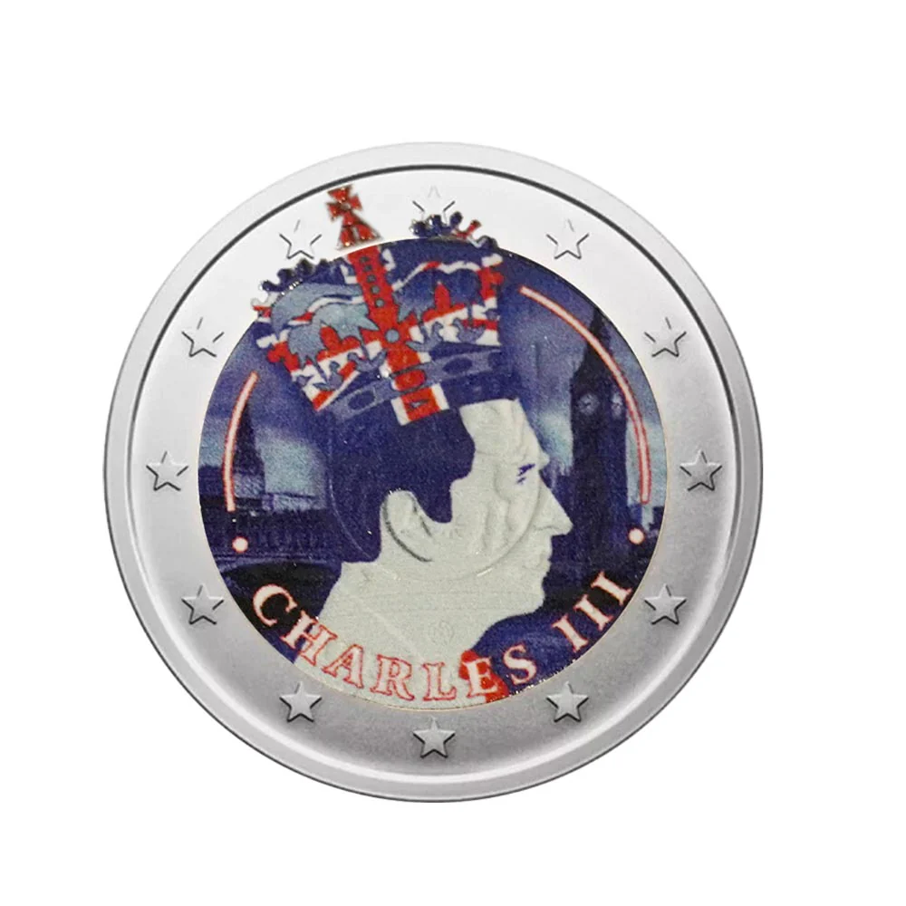 2 Euro Commémorative - King Charles III Coronation - Colorisée #3 ...
