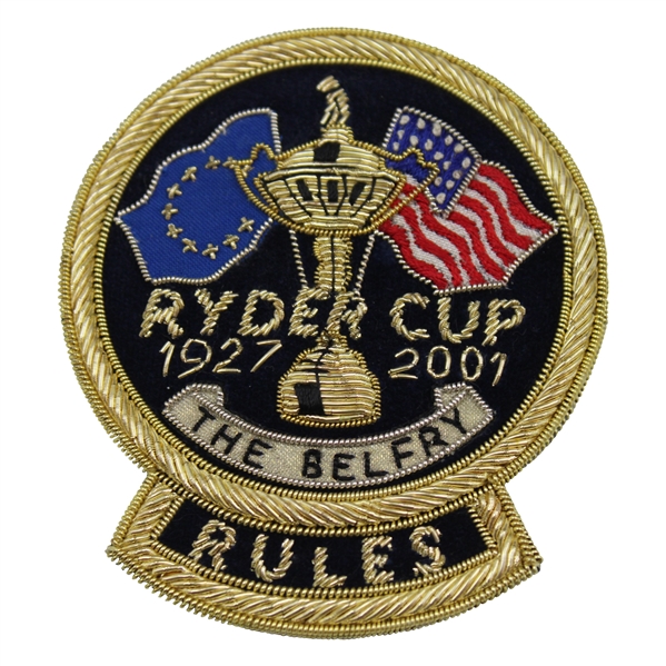 2001 Ryder Cup at The Belfry Commemorative Rules Bullion Blazer Patch ...