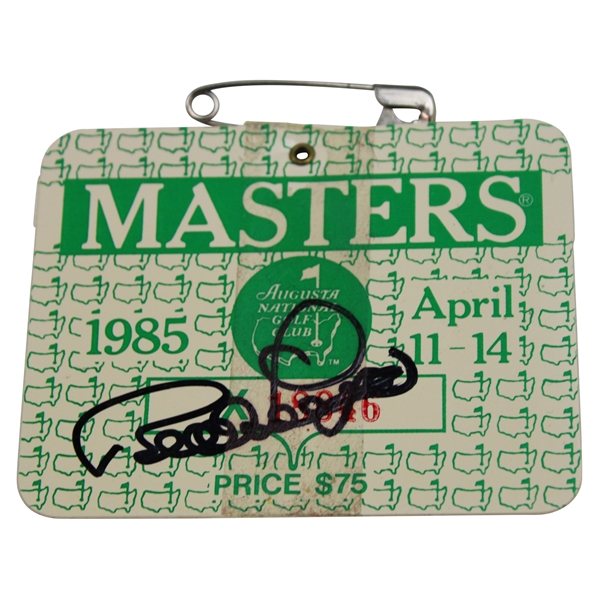 Bernhard Langer Signed 1985 Masters Tournament SERIES Badge #X18846 JSA ...