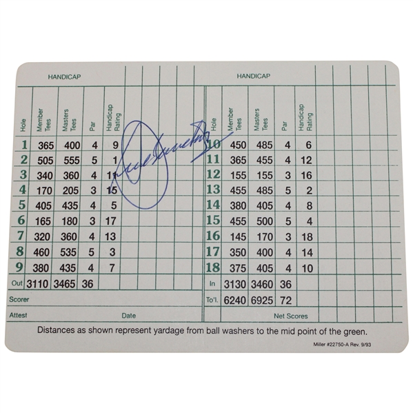 Seve Ballesteros Signed Augusta National GC Scorecard JSA ALOA | Barnebys