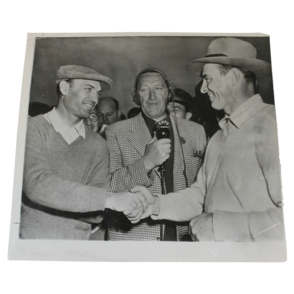 1950 Ben Hogan & Sam Snead Shaking Hands w/Radio Announcer Between ...