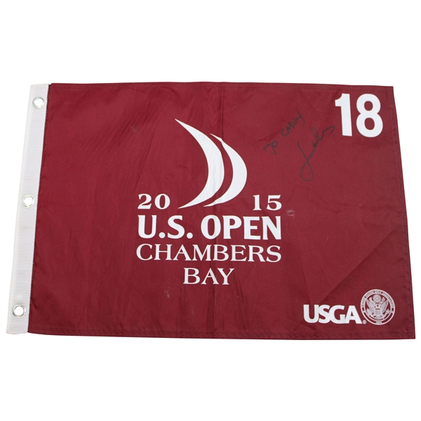Jordan Spieth Signed 2015 US Open at Chambers Bay Red Screen Flag JSA ...