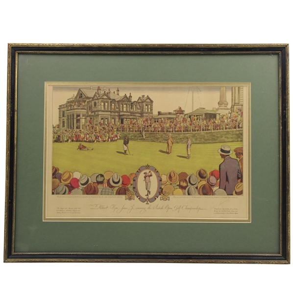 Bobby Jones Signed 1930 Currier & Ives British Open at St. Andrews ...