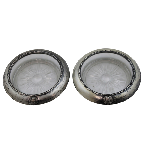 Jacky Cupit's Pair of San Gabriel Country Club Glass & Metal Ash Trays ...
