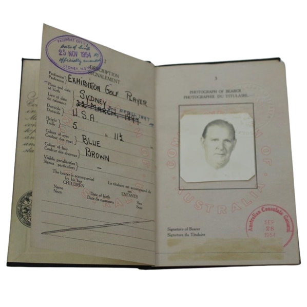 Joe Kirkwood Sr's c.1954 Stamped & Used Australian Passport w/ Photo ...
