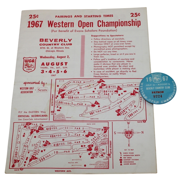 1967 Western Open at Beverly CC Pass & Pairing Sheet - Jack Nicklaus ...
