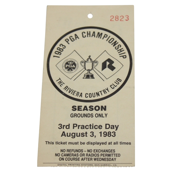 1983 PGA Championship at The Riviera Country Club Season Ticket 3rd ...