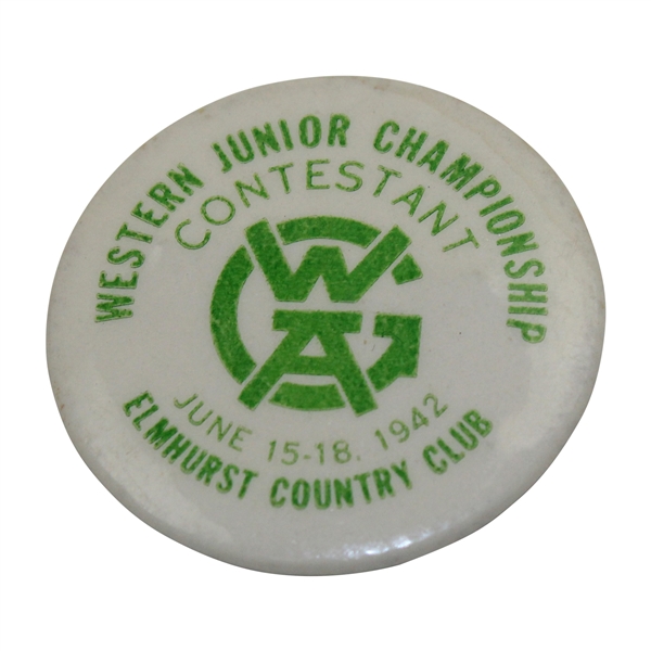 1942 WGA Western Junior Championship at Elmhurst CC Contestant Badge ...