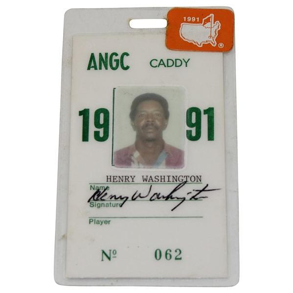 1991 Masters Caddy Credentials ID #62 for Billy Casper (Henry Washington) | Barnebys