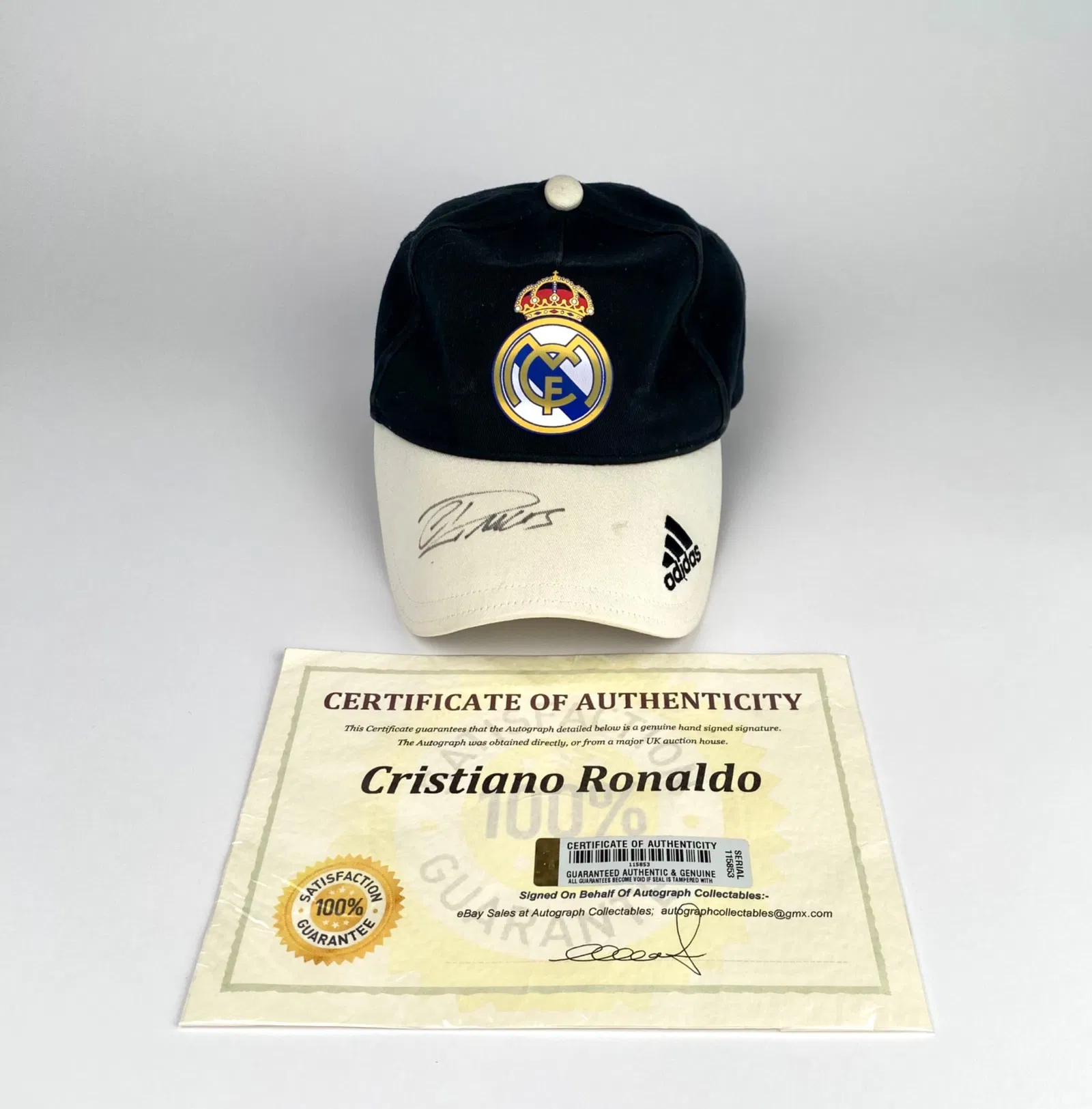 Cristiano Ronaldo Signed Real Madrid Adidas Baseball Cap with COA ...