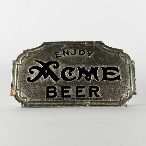 Acme Beer Embossed Foil over Cardboar Sign | Barnebys