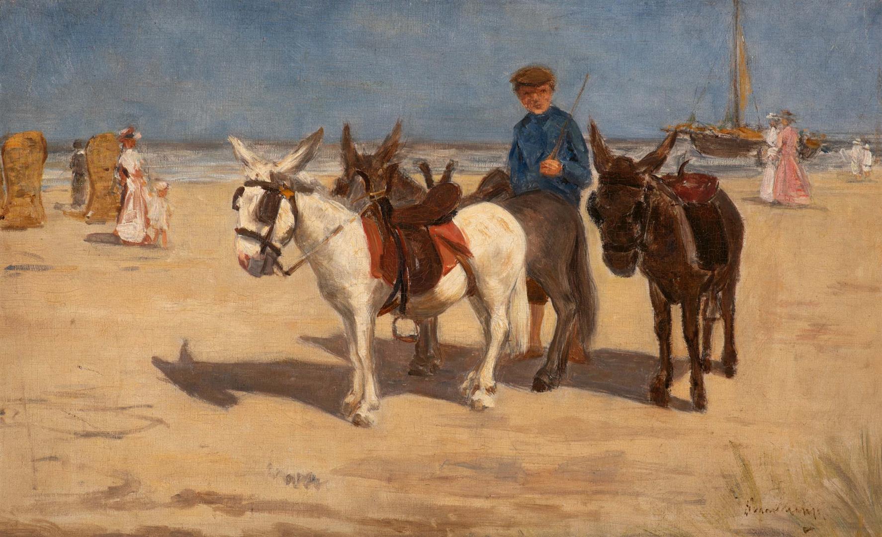 Simon Maris (The Hague 1873 - Amsterdam 1935) Donkeys on the beach ...