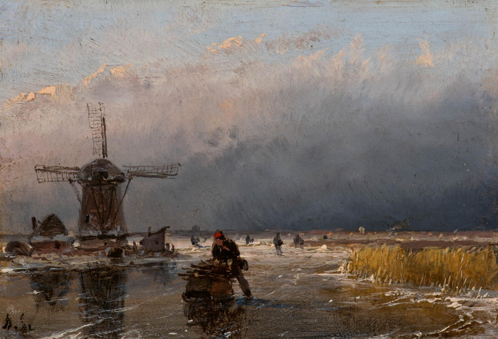 Andreas Schelfhout (The Hague 1787 - 1870) Skaters on a... | Barnebys