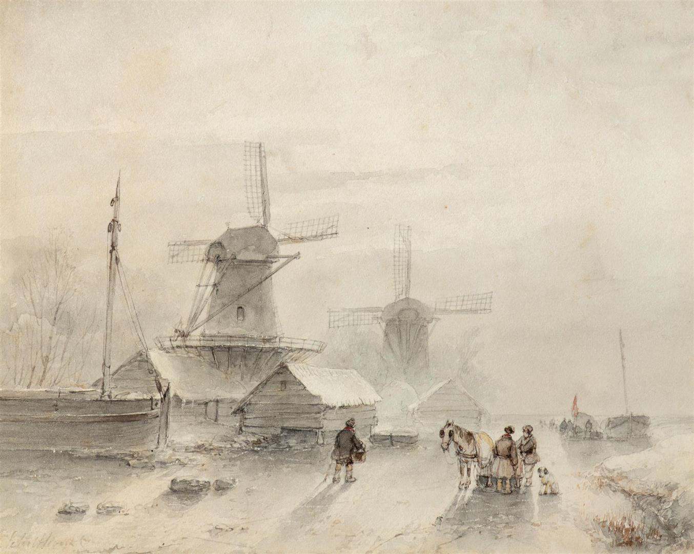 Andreas Schelfhout (The Hague 1787 - 1870) Windmills... | Barnebys