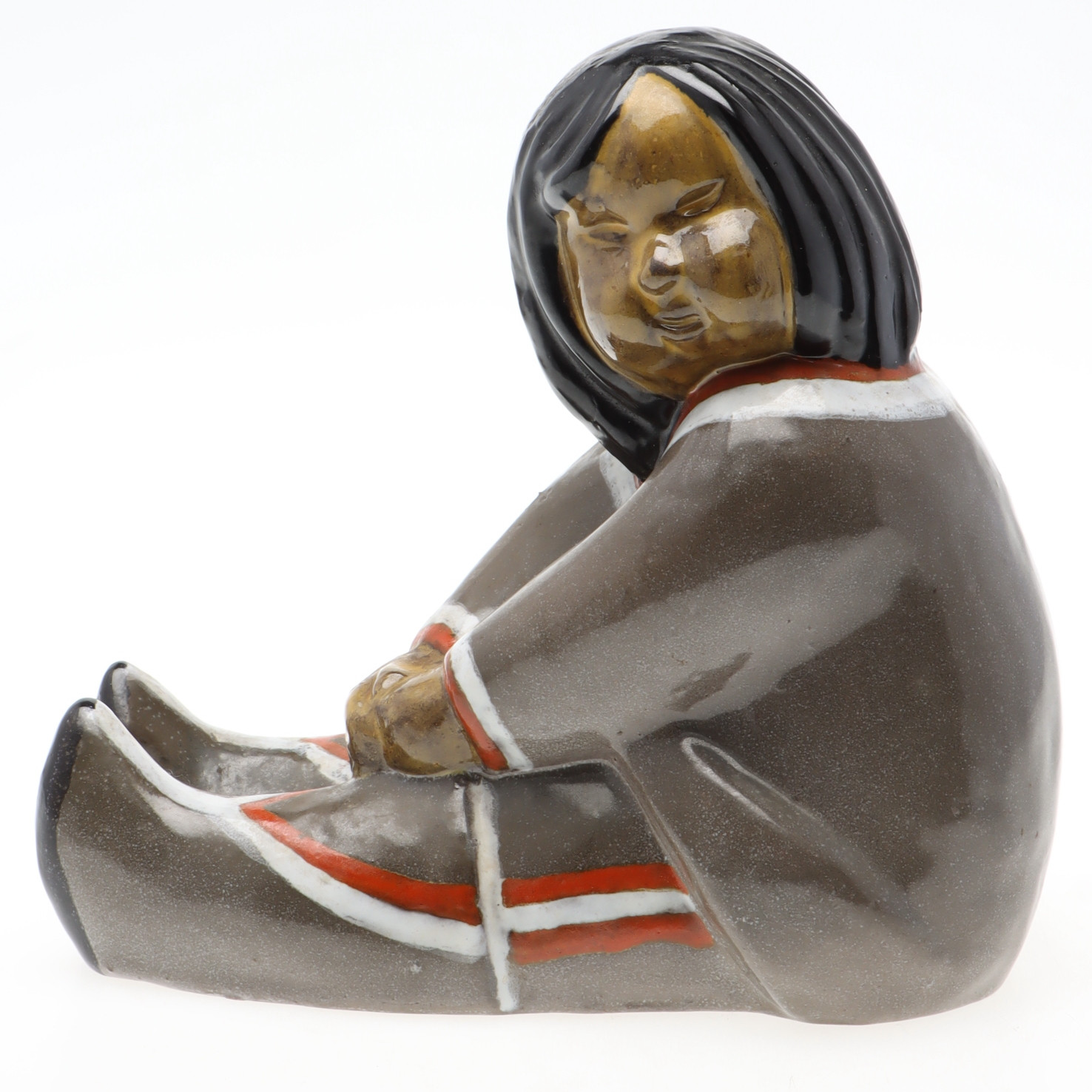 VICKE LINDSTRAND. Figurin, stengods, "Eskimå", signerad, Upsala-Ekeby ...
