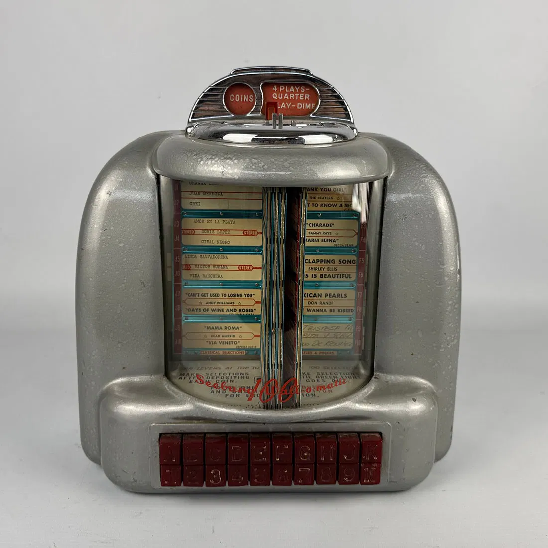 1952-1959 Seeburg Model 3W1 Wallbox in Silver Hammertone with Red ...