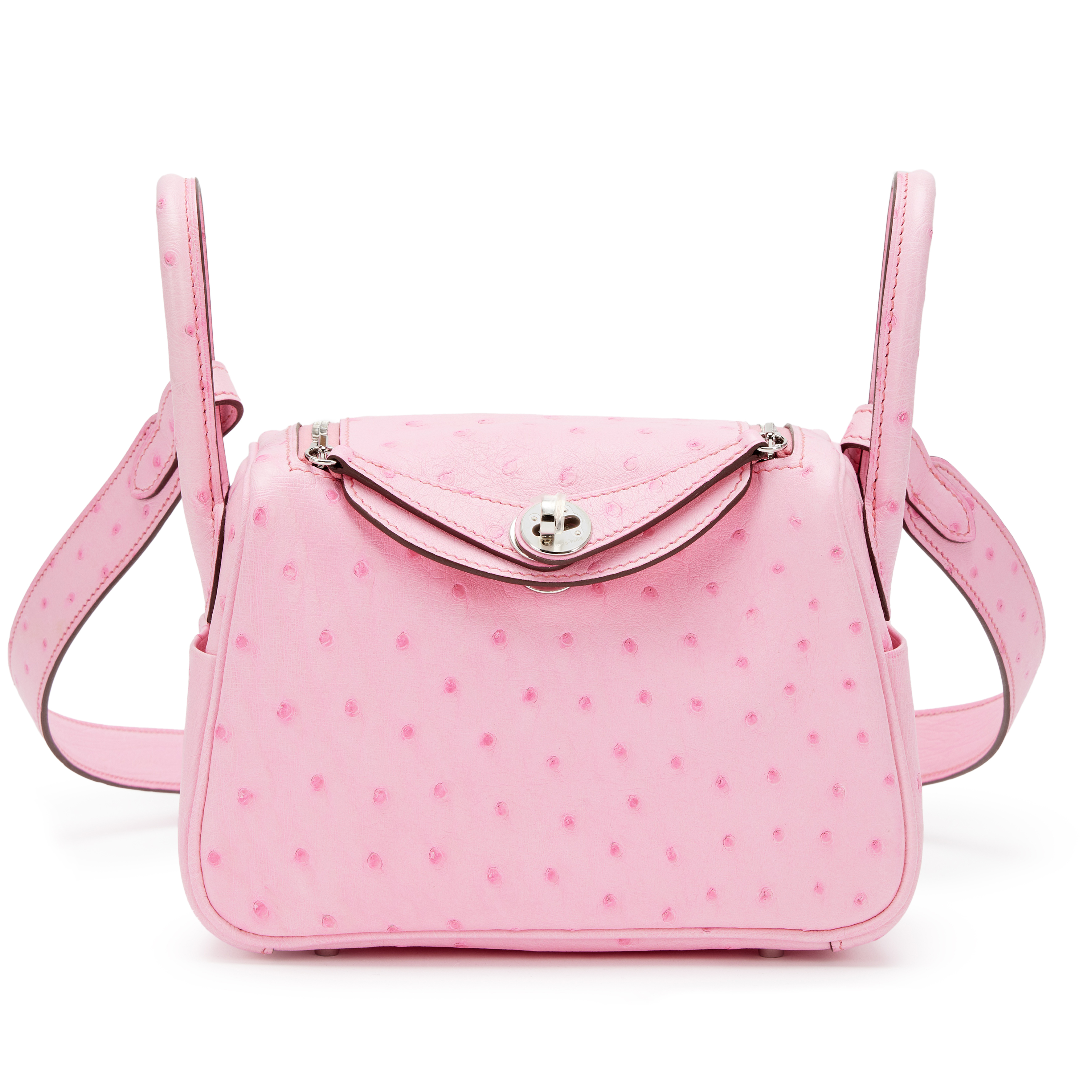 5P Bubblegum Pink Ostrich Mini Lindy 20 Palladium Hardware, 2024 | Barnebys