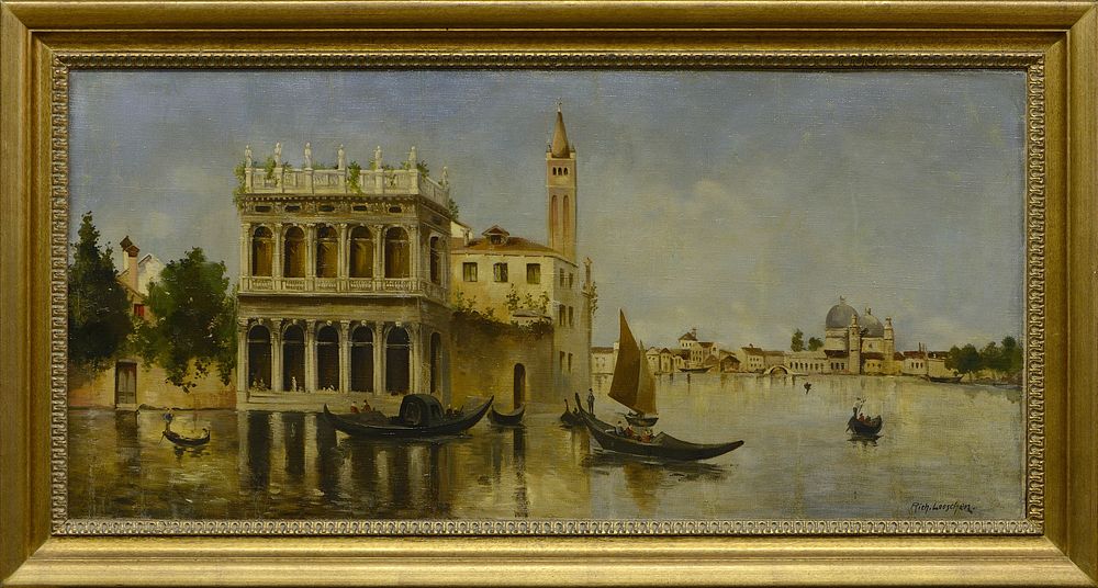 Richard Looschen Venezia olio su tela firmato in basso a destra cm ...