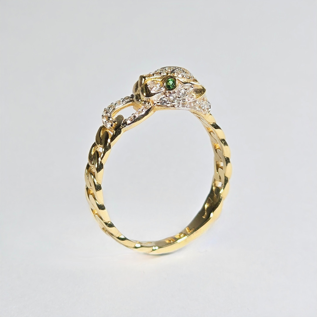 ANILLO PANTHÈRE ESTILO CARTIER EN ORO 18 QUILATES Y CIRCONITAS. | Barnebys