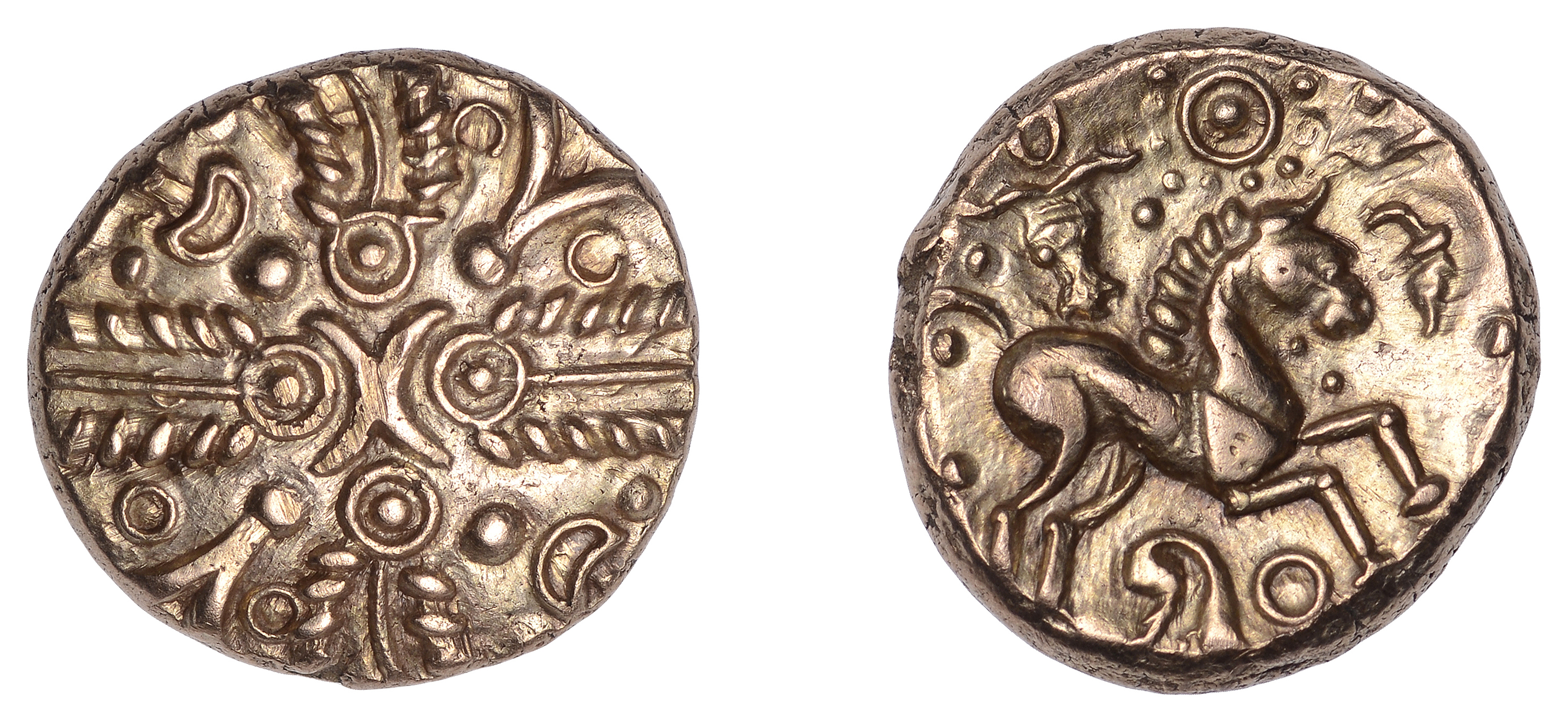British Iron Age, CATUVELLAUNI, Tasciovanus (c. 25 BC - AD 10), gold ...