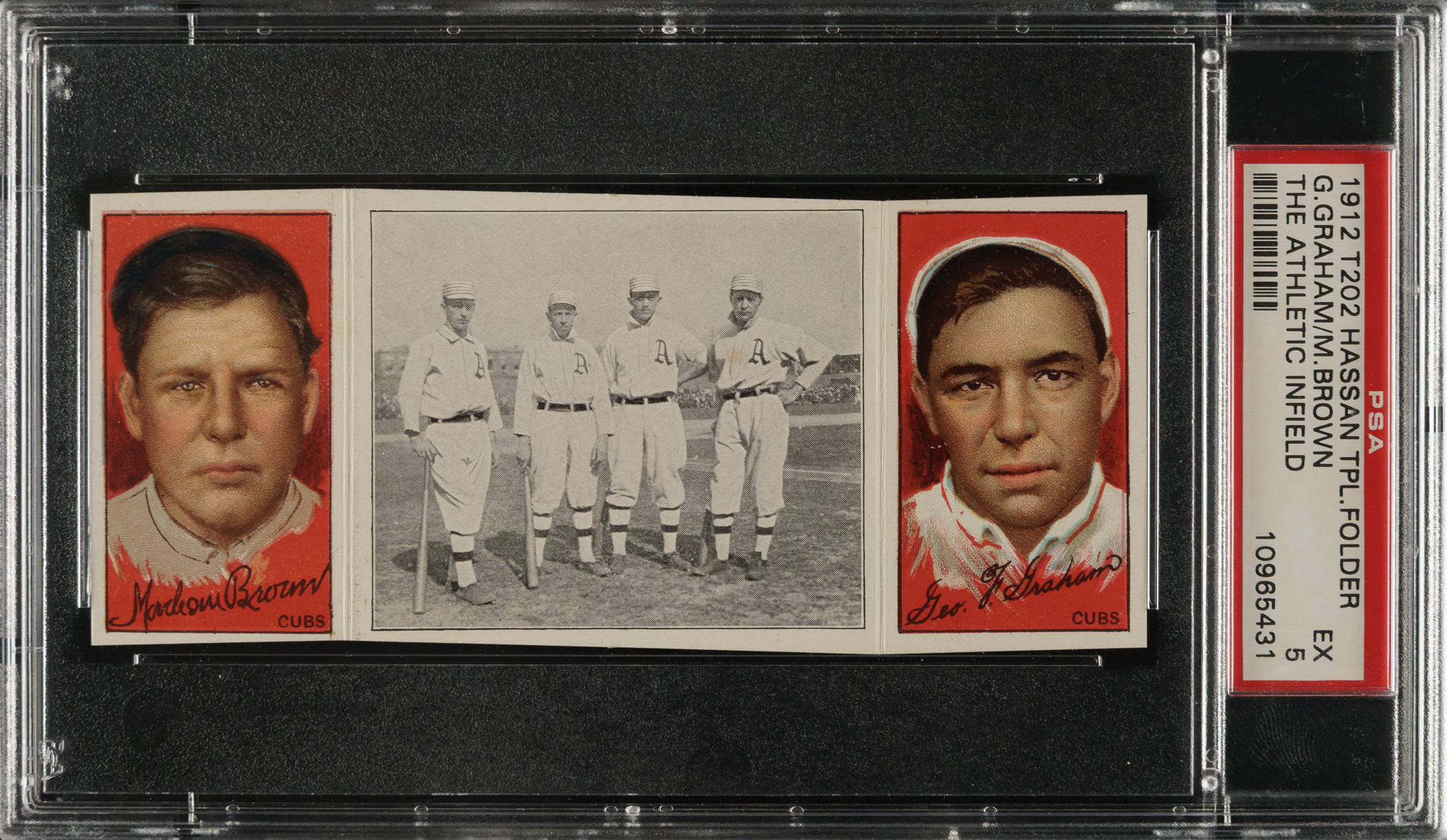 1912 T202 Hassan Triple Folders "The Athletic Infield" Mordecai Brown ...